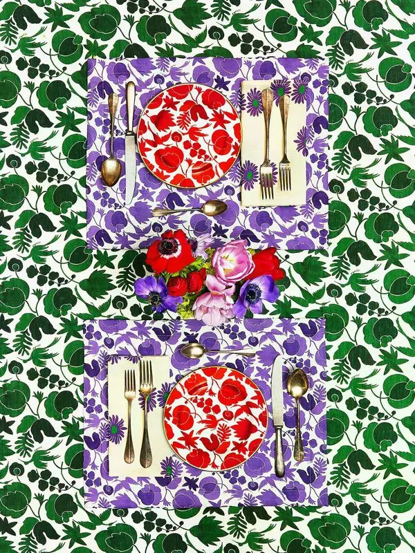 La DoubleJ Floral Print Two-placemat Set
