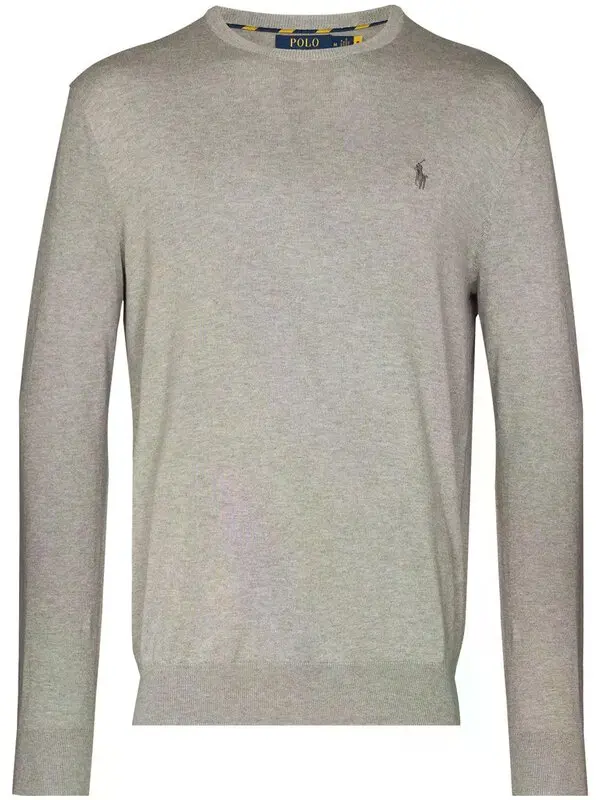 Polo Ralph Lauren Embroidered Logo Crew Neck Jumper - Grey