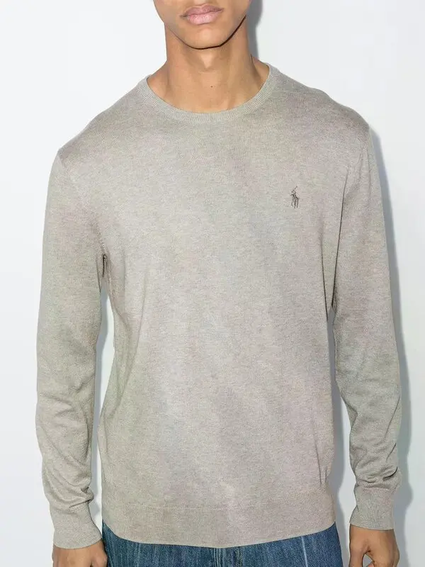 Polo Ralph Lauren Embroidered Logo Crew Neck Jumper - Grey