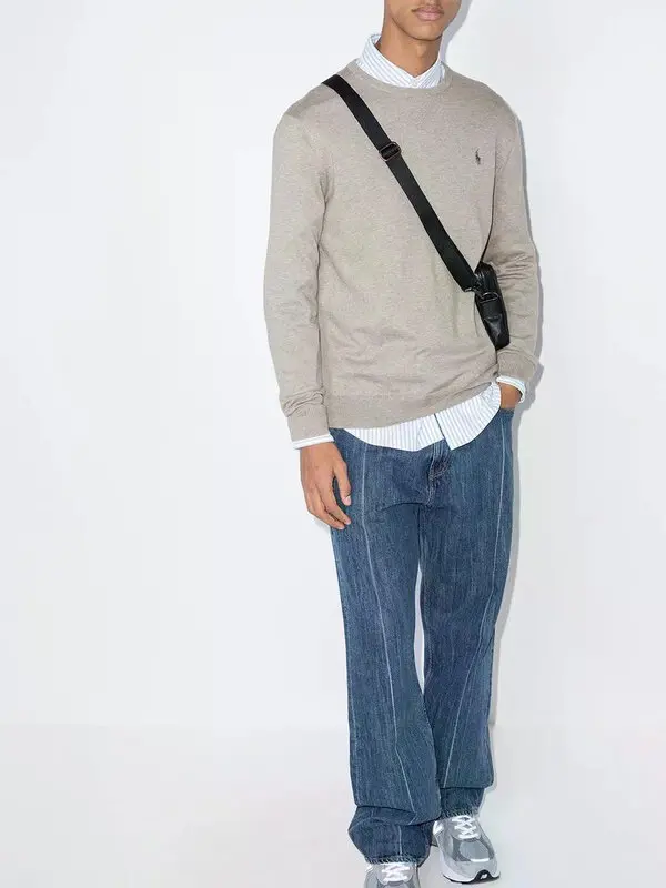 Polo Ralph Lauren Embroidered Logo Crew Neck Jumper - Grey