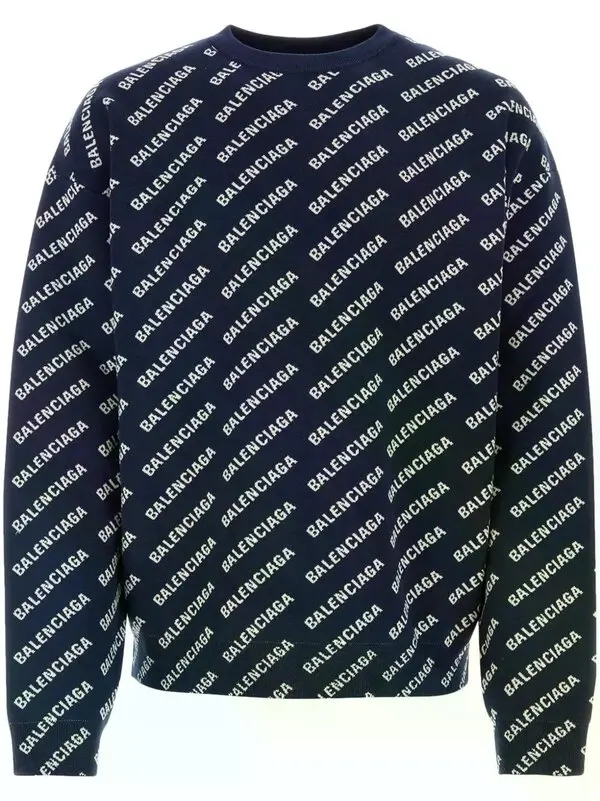 Balenciaga Mini Allover Logo Jumper - Blue