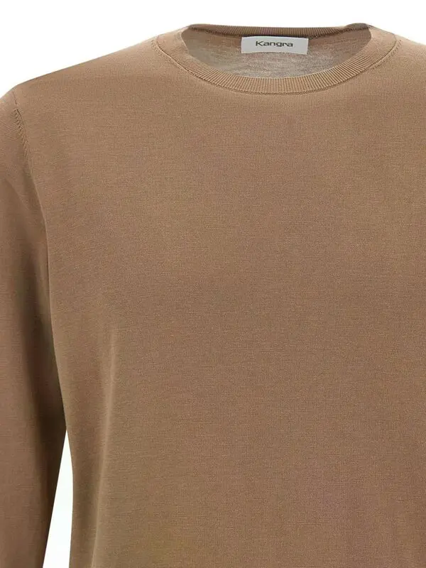 KANGRA Crew-neck Long-sleeve Sweater - Brown