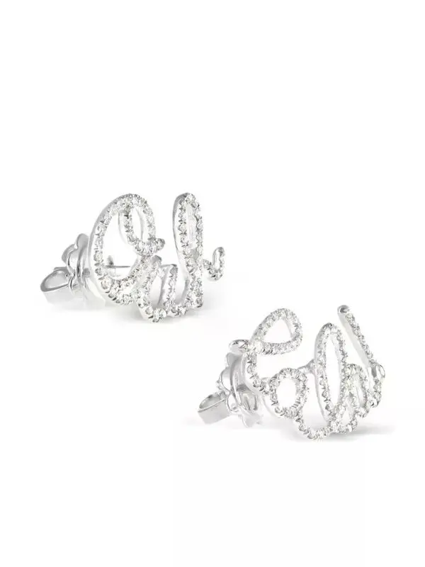 LILY GABRIELLA 18k White Gold Ouh Lala Diamond Stud Earrings