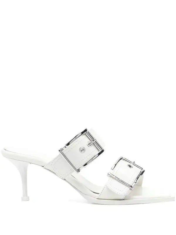 Alexander McQueen Buckled Leather Sandals - White