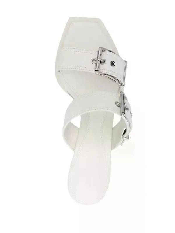Alexander McQueen Buckled Leather Sandals - White
