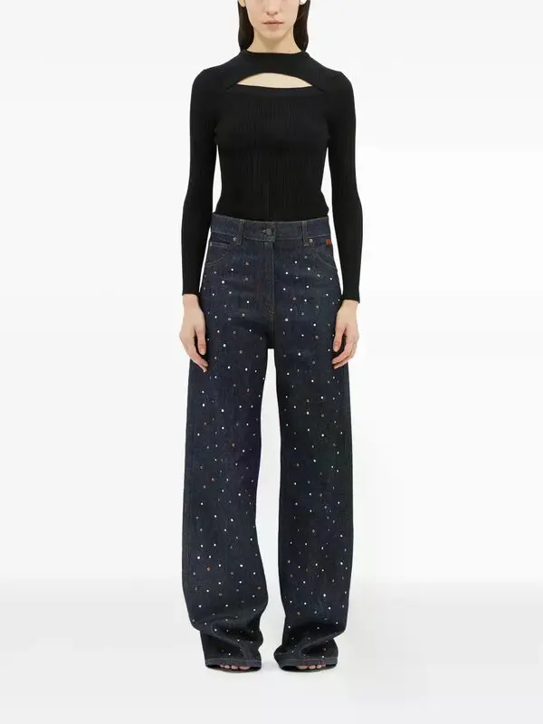 MSGM Rhinestone-embellished Wide-leg Jeans