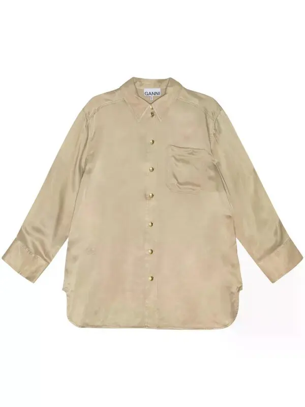 GANNI Long-sleeve Satin Shirt