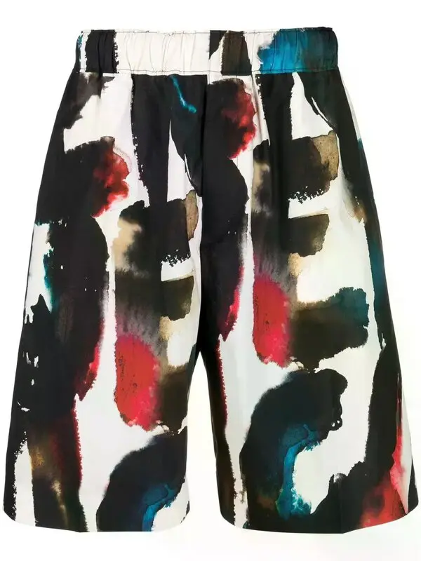 Alexander McQueen Logo-print Straight-leg Shorts - Black