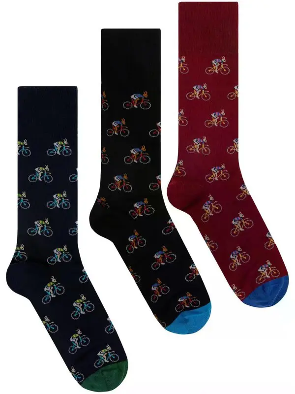 Paul Smith Patterned Knitted Socks - Red