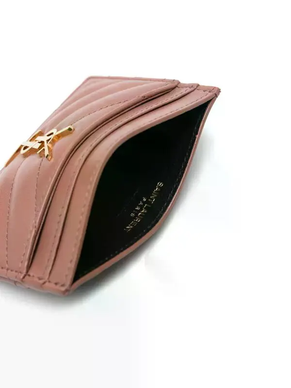 Saint Laurent Cassandre Matelassé Cardholder - Pink