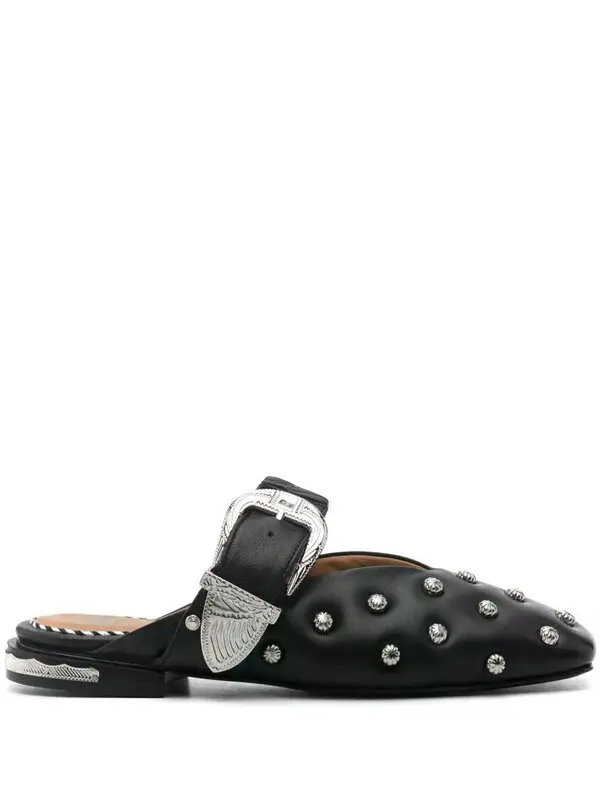 Toga Stud-embellished Leather Mules