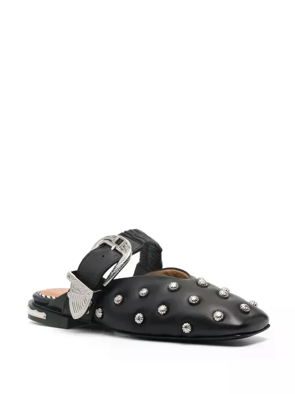 Toga Stud-embellished Leather Mules