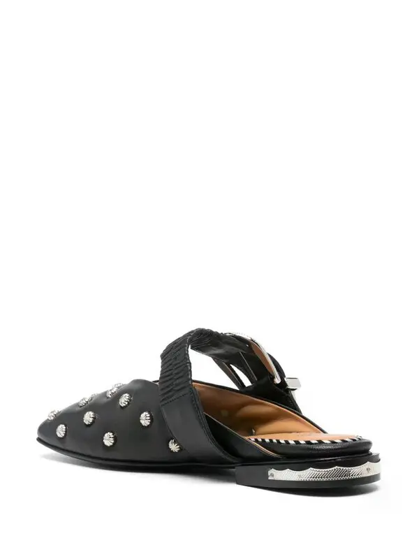 Toga Stud-embellished Leather Mules