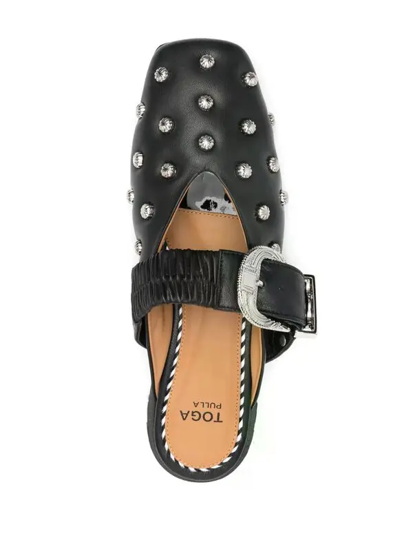 Toga Stud-embellished Leather Mules