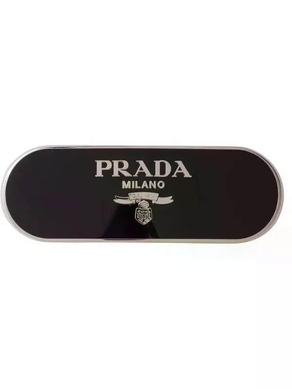 Prada Logo Lettering Hair Clip - Black