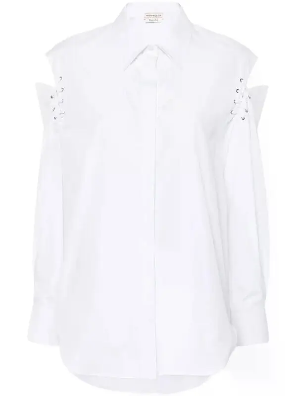 Alexander McQueen Cut-out Detail Cotton Shirt