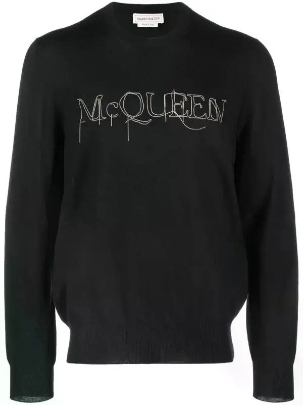 Alexander McQueen Embroidered-logo Cotton Jumper
