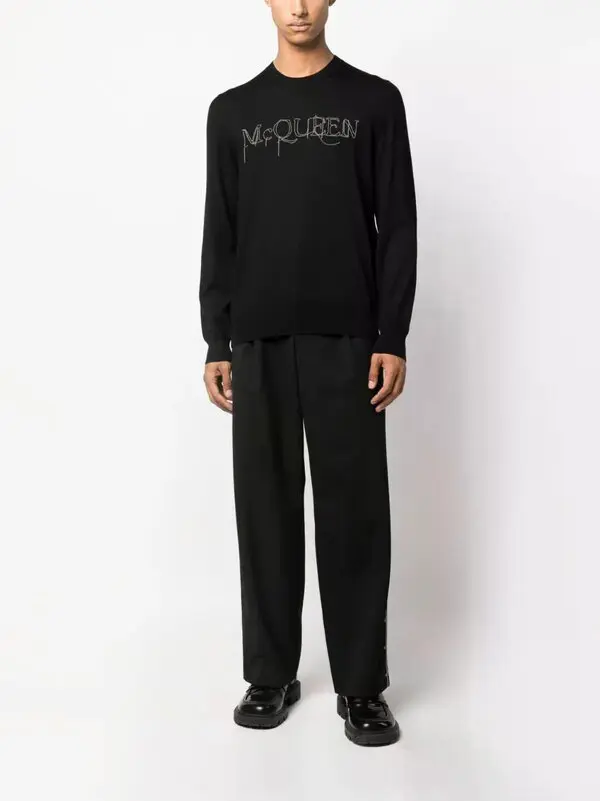 Alexander McQueen Embroidered-logo Cotton Jumper
