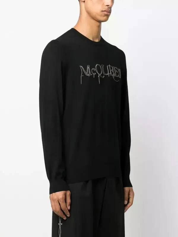 Alexander McQueen Embroidered-logo Cotton Jumper