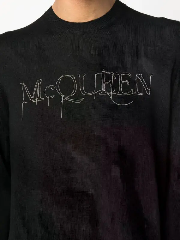 Alexander McQueen Embroidered-logo Cotton Jumper