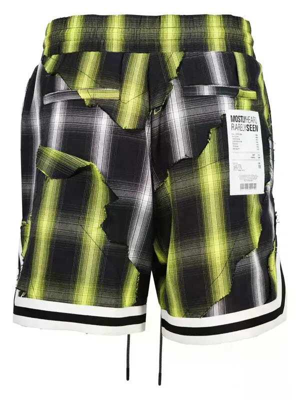 MOSTLY HEARD RARELY SEEN Cut-up Plaid Checkered Cotton Shorts