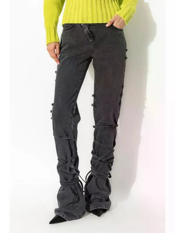 Alexander McQueen Asymmetrical Tied Jeans