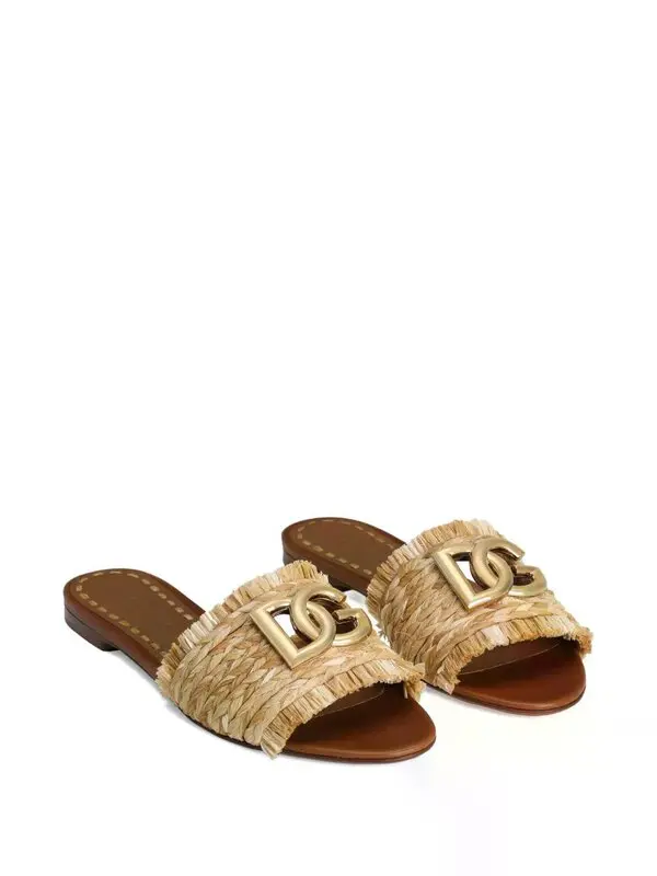 Dolce & Gabbana Raffia Logo Flat Sandals