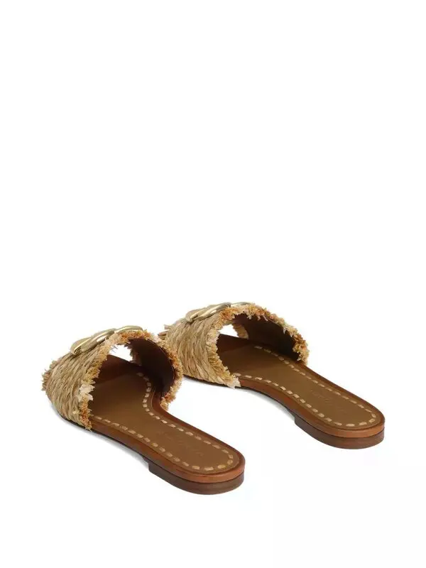 Dolce & Gabbana Raffia Logo Flat Sandals