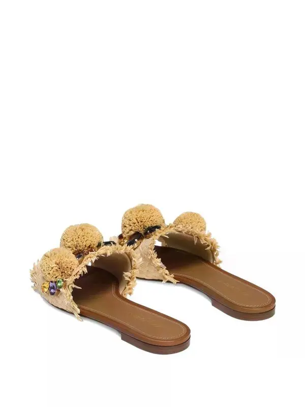 Dolce & Gabbana Pompom Raffia Slides