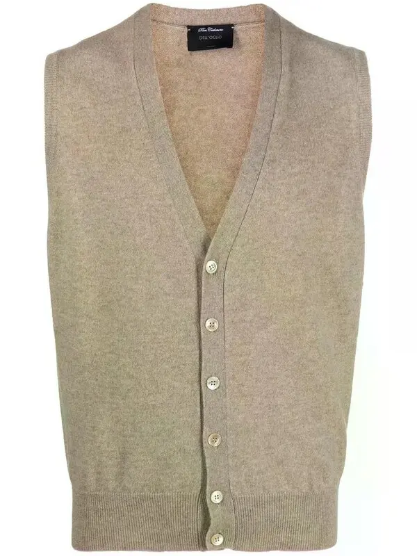 DELL'OGLIO Cashmere V-neck Vest - Neutrals