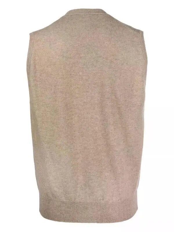 DELL'OGLIO Cashmere V-neck Vest - Neutrals
