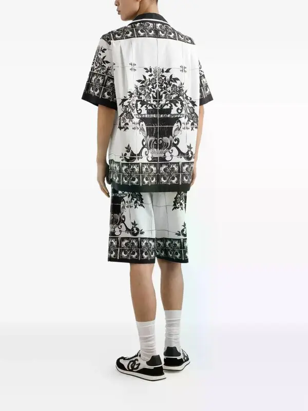 Dolce & Gabbana Maolica Print Bermuda Shorts - White