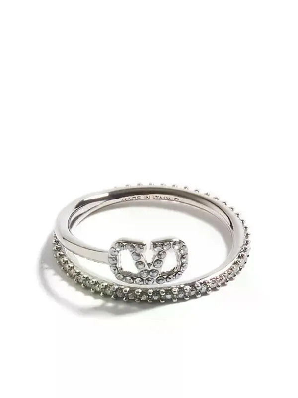 Valentino Garavani Vlogo Signature Crystal Ring - Silver