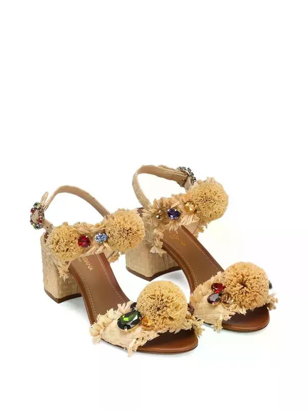 Dolce & Gabbana Pompom-detail Sandals - Neutrals