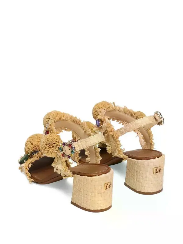 Dolce & Gabbana Pompom-detail Sandals - Neutrals