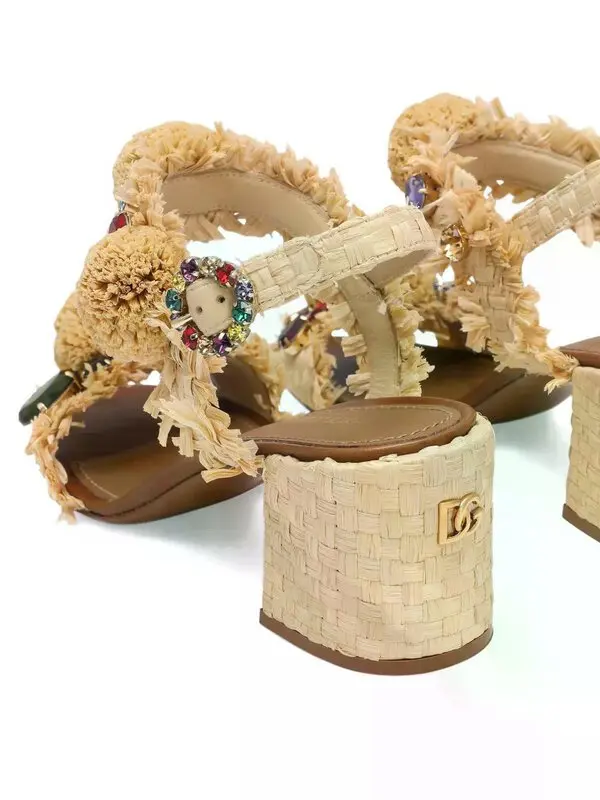 Dolce & Gabbana Pompom-detail Sandals - Neutrals