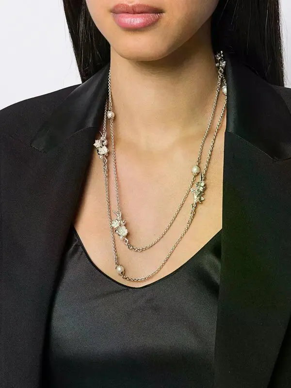 SHAUN LEANE Cherry Blossom Pearl And Diamond Necklace - Silver