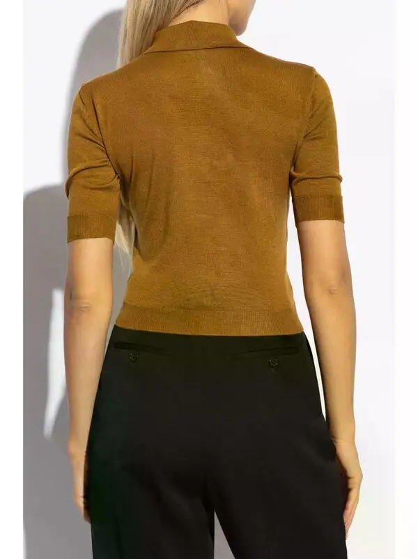 Saint Laurent Cassandre-embroidery Polo Top