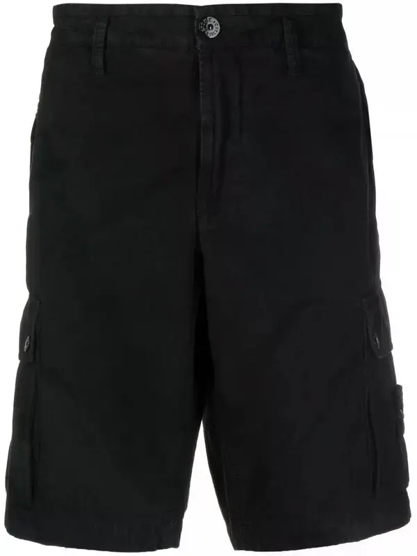 Stone Island Compass-patch Cargo Shorts - Black