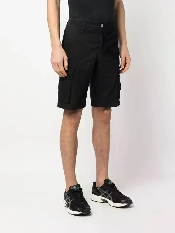 Stone Island Compass-patch Cargo Shorts - Black