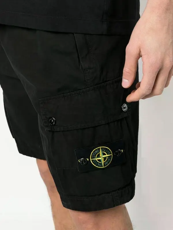 Stone Island Compass-patch Cargo Shorts - Black