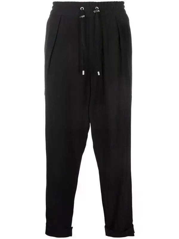 Balmain Slouchy Crepe Tapered-leg Track Pants - Black