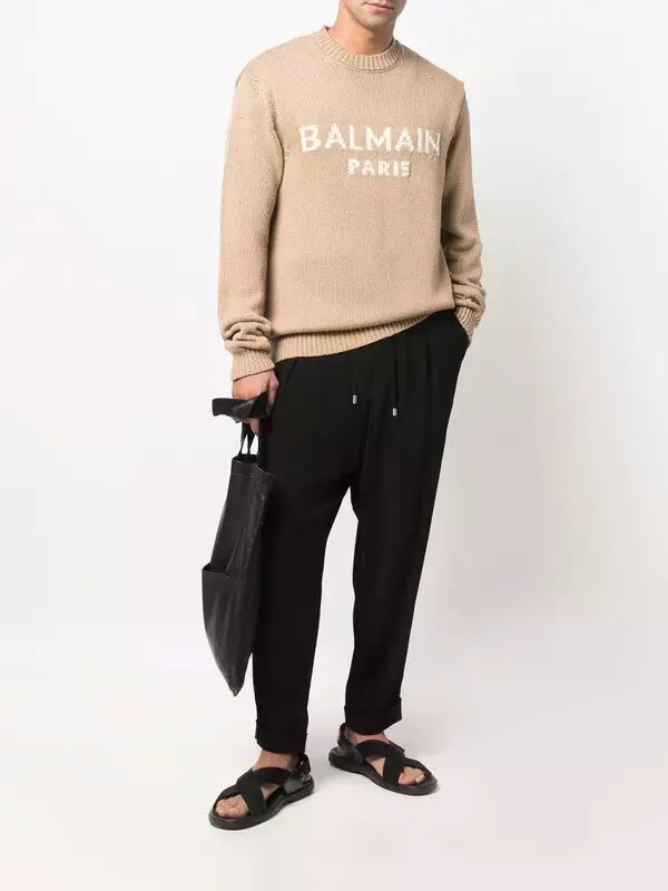 Balmain Slouchy Crepe Tapered-leg Track Pants - Black