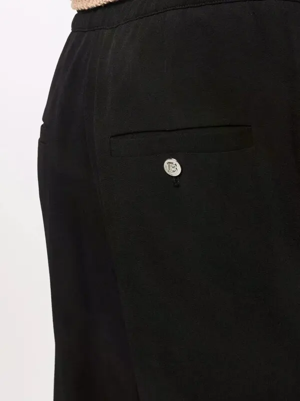 Balmain Slouchy Crepe Tapered-leg Track Pants - Black