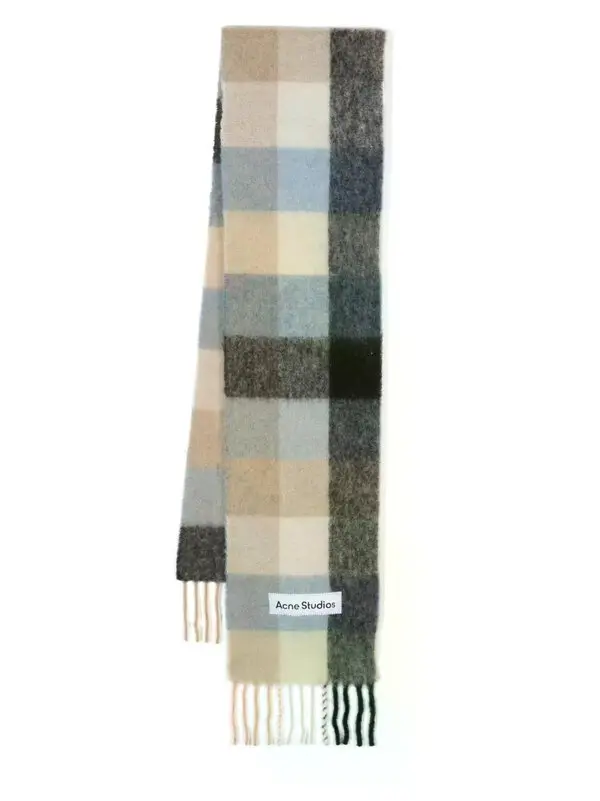 Acne Studios Checked Mohair-blend Scarf - Blue