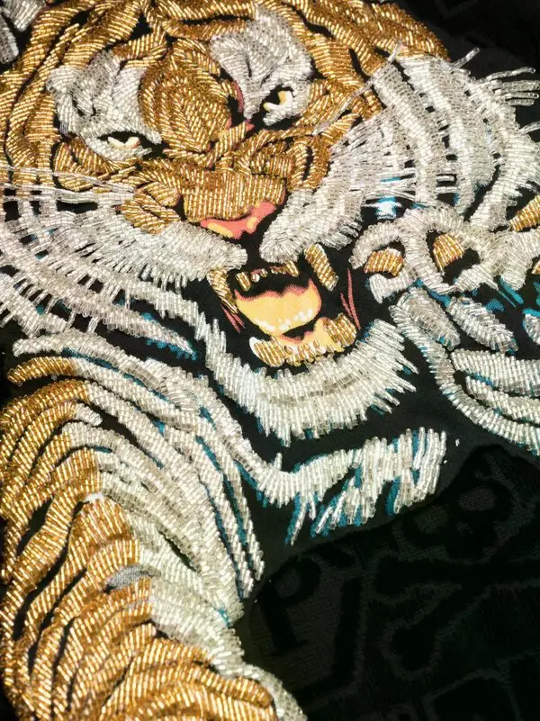Philipp Plein Tiger-print Bead-embellished Cotton Bathrobe