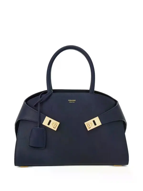 FERRAGAMO Medium Leather Tote Bag - Blue