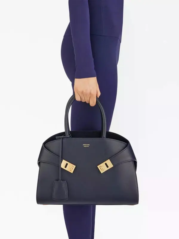 FERRAGAMO Medium Leather Tote Bag - Blue