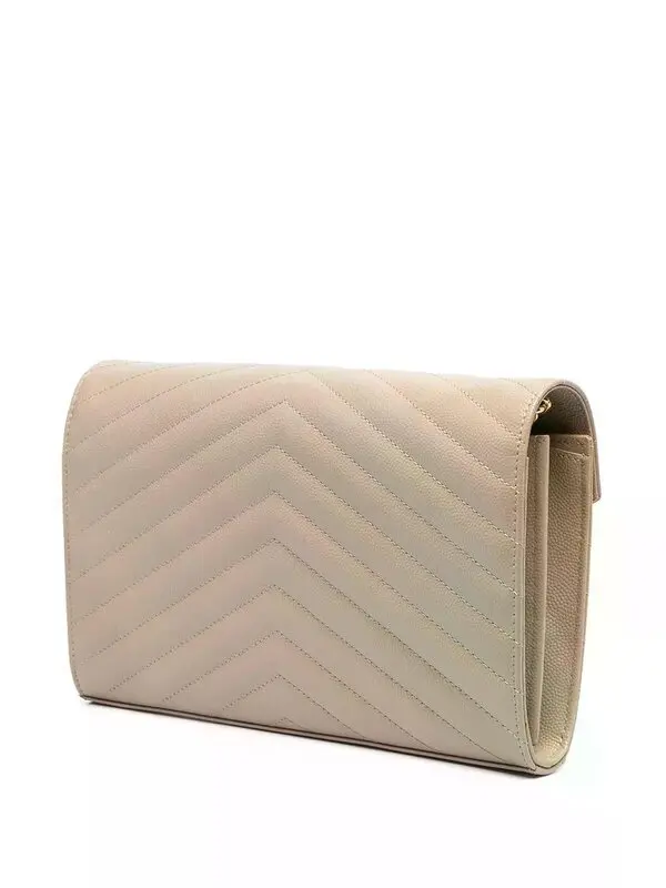 Saint Laurent Cassandre Wallet On Chain - Neutrals