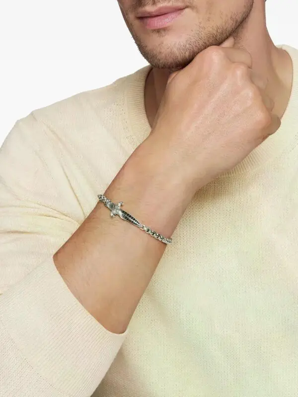 David Yurman Sterling Silver Waves Dagger Bracelet With Diamonds
